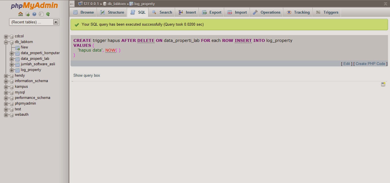 Tugas TI Tok Doang: Cara Membuat Trigger Delete Dengan mySQL