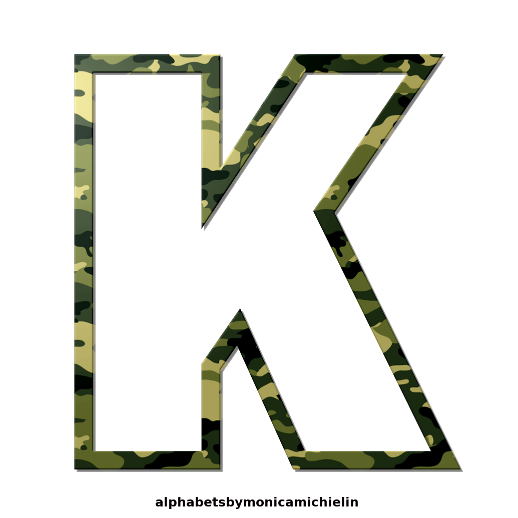 M. Michielin Alphabets: CAMOUFLAGE ALPHABET GREEN LETTER OUTLINE PNG, # ...