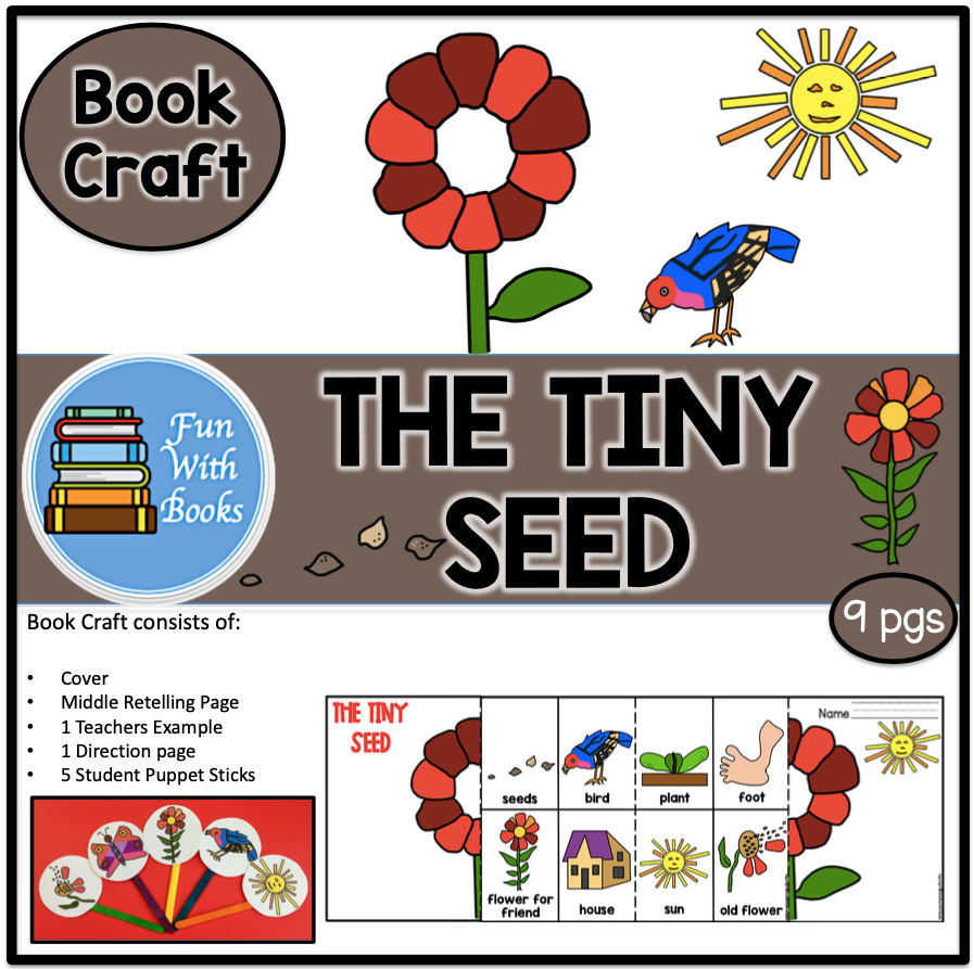 THE TINY SEED BOOK CRAFT & 5 STUDENT PUPPET STICKS ~ Book Units by Lynn