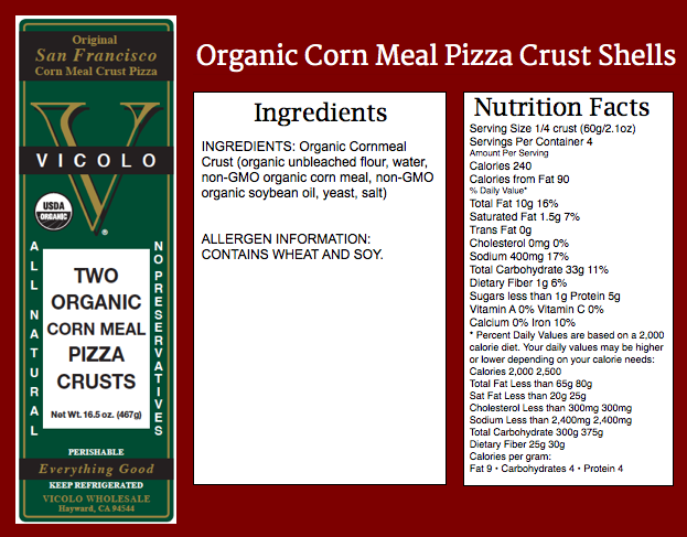 Vicolo Pizza: Fresh Pizza Nutrition Information and Ingredients