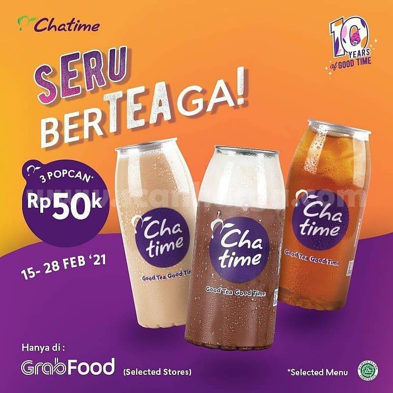 CHATIME SERU BERTIGA! Promo 3 PopCan hanya 50K* Khusus pemesanan via ...