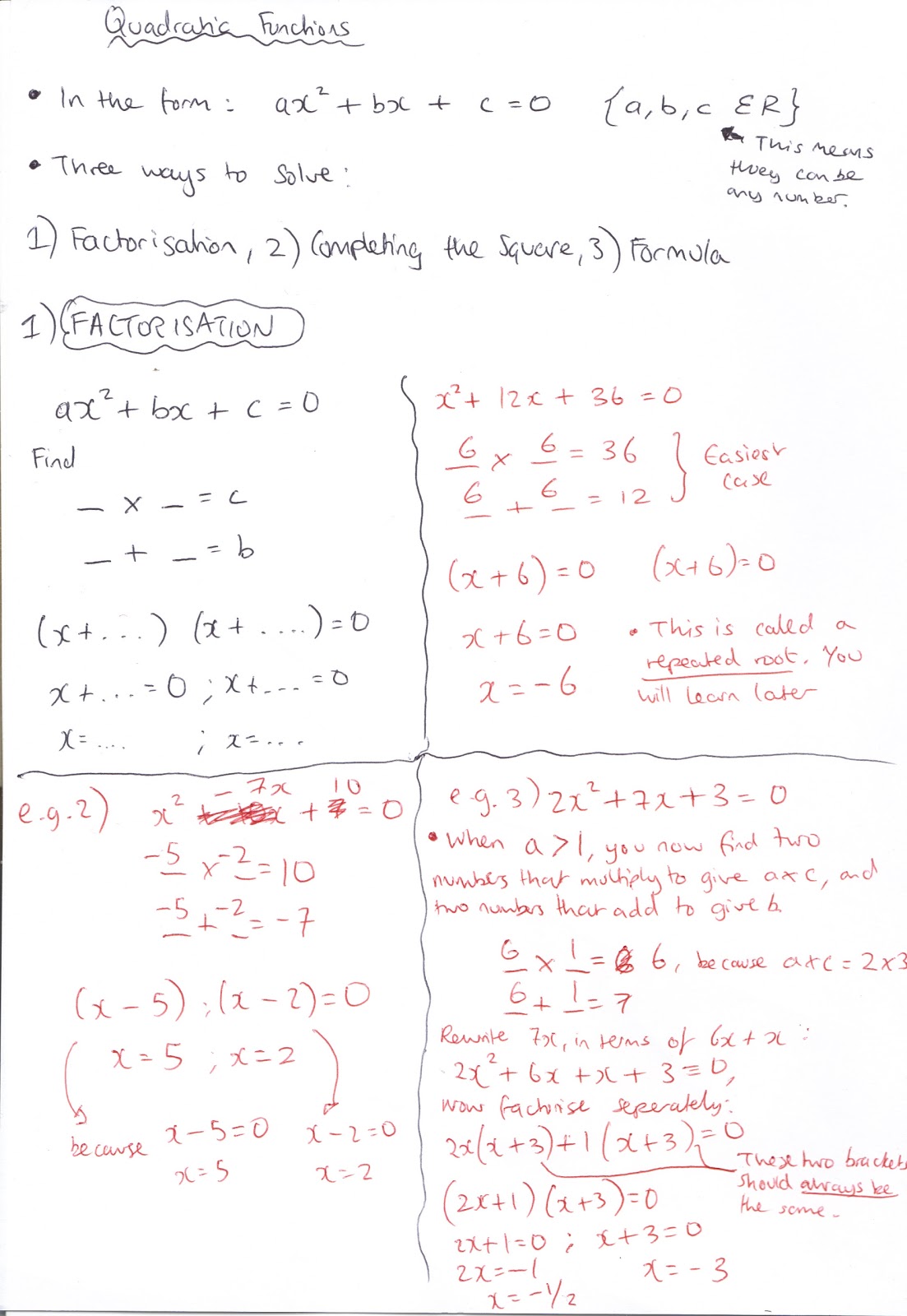 A-Level Mathematics: C1- Algebra and Functions - Quadratic Functions