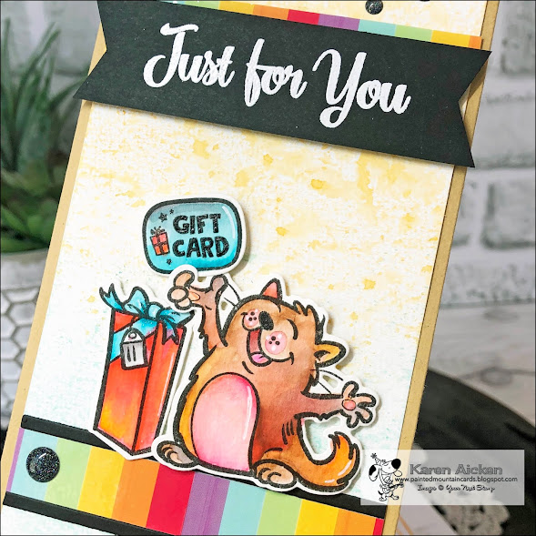 Painted Mountain Cards: Happy Cat Mini Slimline Gift Card Holder