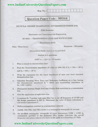 EC6503 Transmission Lines and Waveguides Nov Dec 2016 Question Paper ...