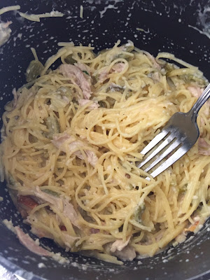 Creamy Green Chile Chicken Spaghetti
