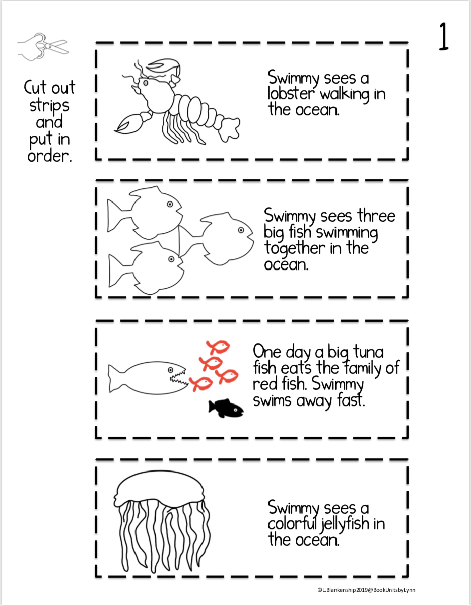 SWIMMY LARGE SEQUENCING CRAFT ~ Book Units by Lynn
