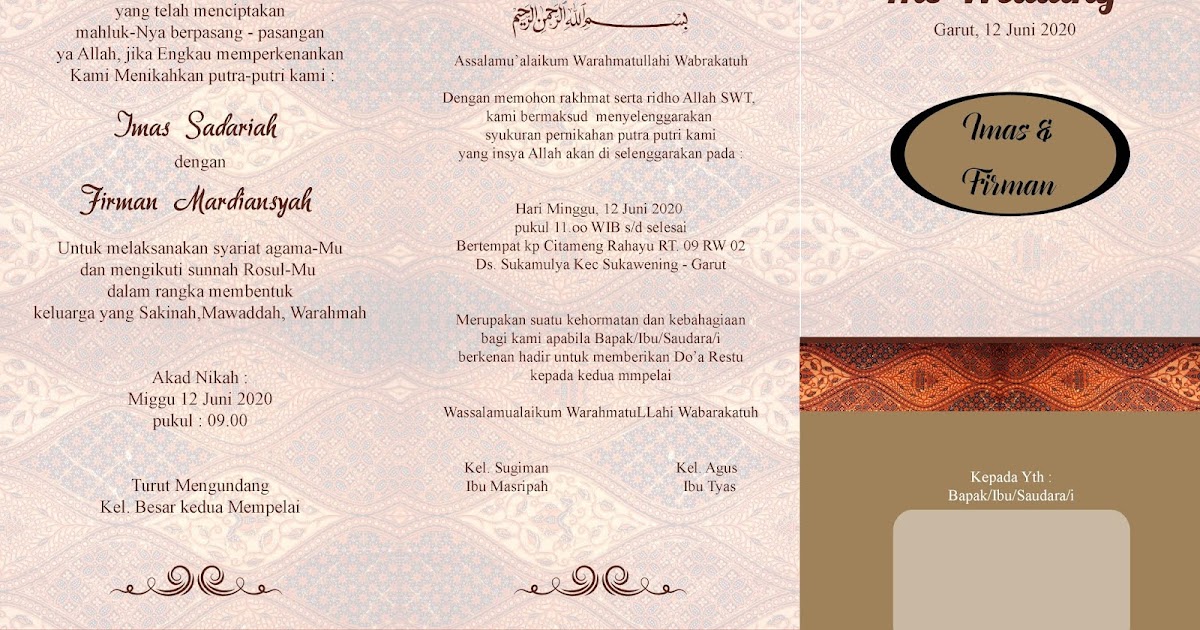 Desain Undangan Lipat 3 Model 010