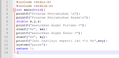 PROGRAM PENJUMLAHAN DENGAN TIPE INT, FLOAT, DAN DOUBLE ~ pembahasansaya