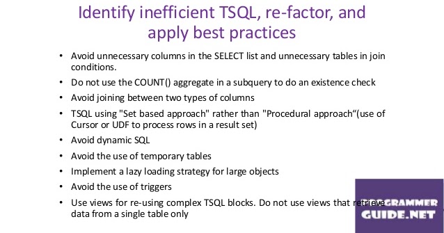 Feel Tech Evolution Top 10 Steps To Optimize Data Access In Sql Server Part Ii Re Factor Tsql