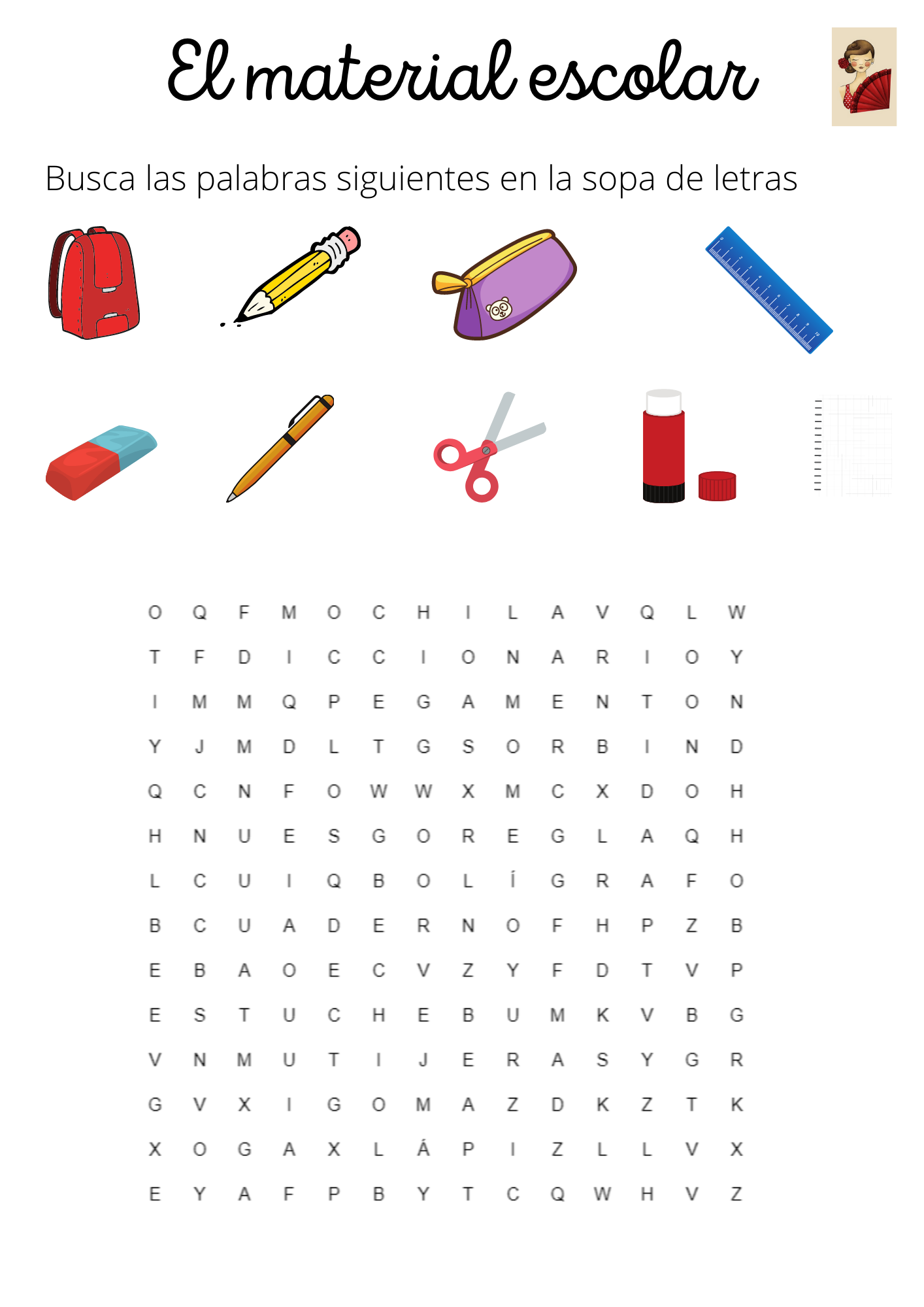 ¡Todos adictos al español!: Sopa de letras - Material escolar