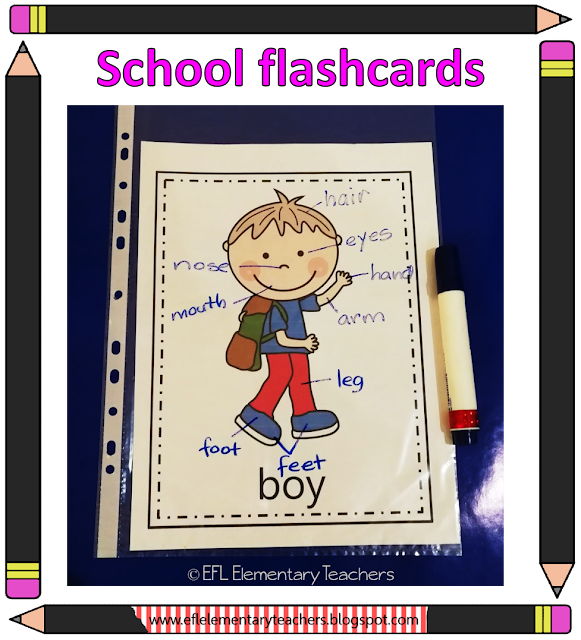 EFL Elementary Teachers: School unit flashcards for ESL students