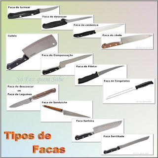 Variedades de facas. A faca certa para cada trabalho. As funções dos ...