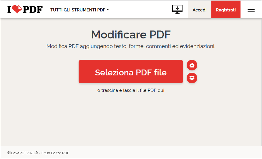 Office - Modificare un file PDF online senza Acrobat
