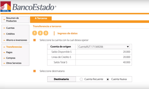 Transfiriendo a Una Cuenta RUT Bancoestado