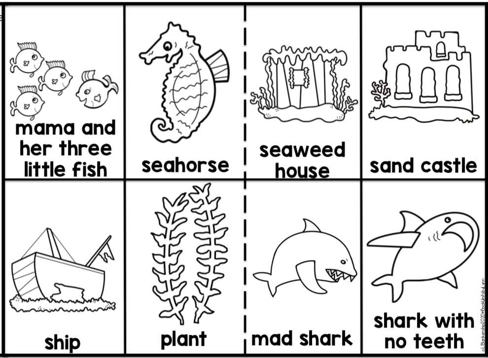 THE THREE LITTLE FISH AND THE BIG BAD SHARK BOOK CRAFT ~ Book Units by Lynn