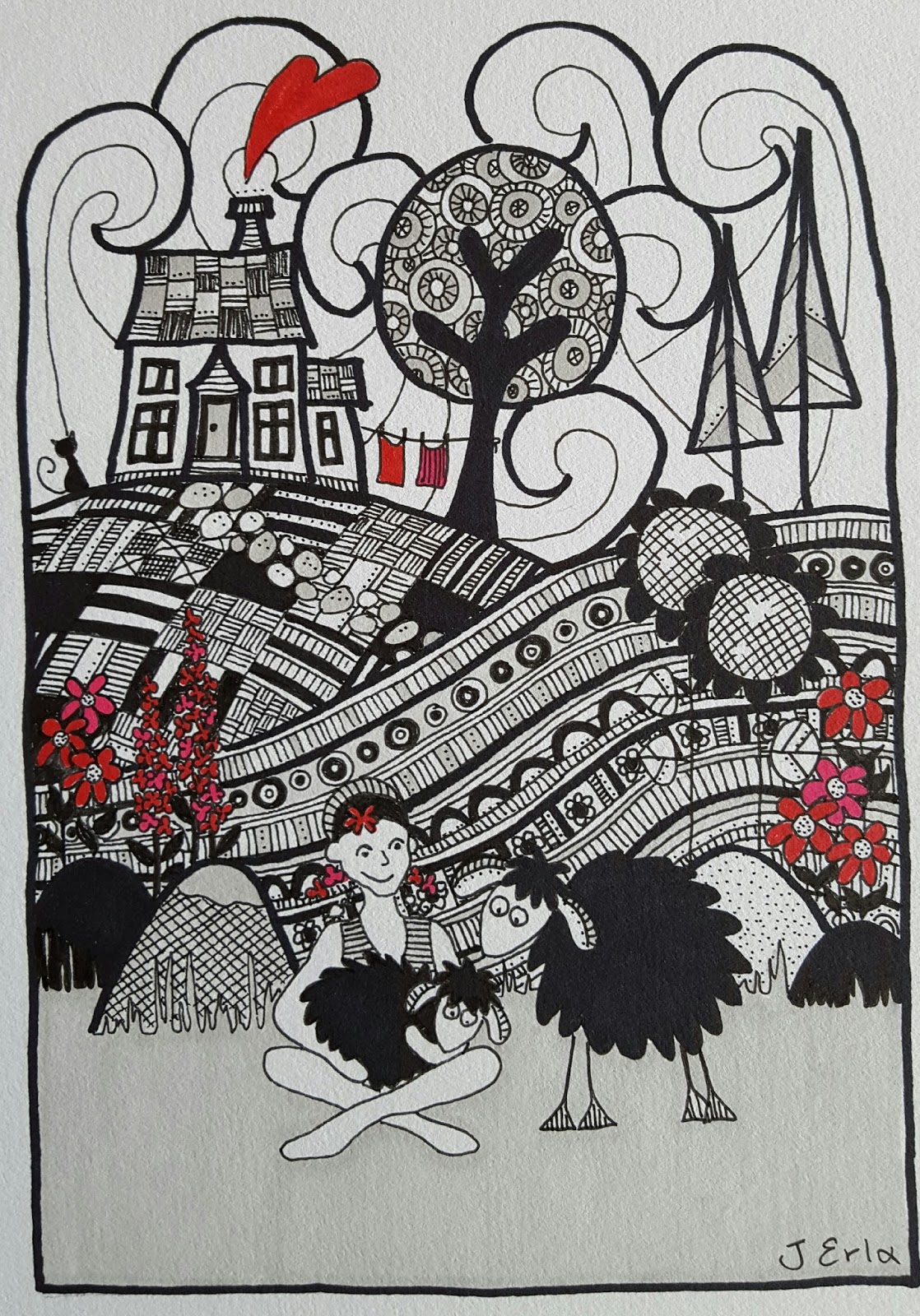 Kreativt i Tjärnbacken: Nya tuschteckningar