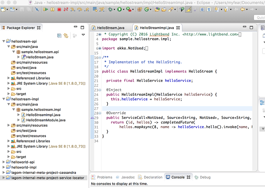 Your first Lagom service - getting started with Java Microservices