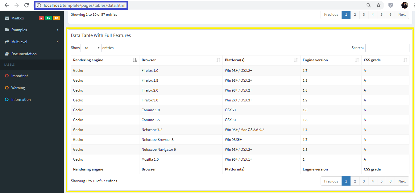 Aplikasi CRUD menggunakan Template Admin LTE