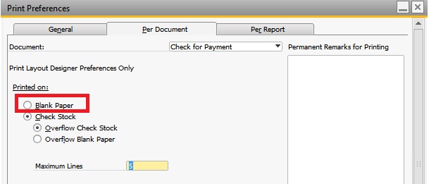 SAP Business One Knowledge: Auto-Numbering Check Set-up in SAP Business One