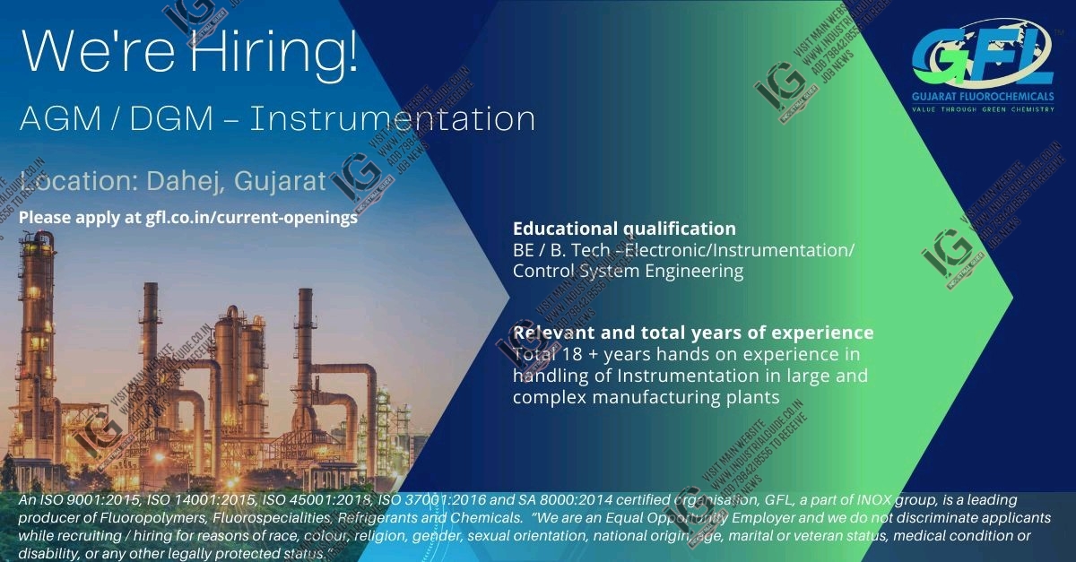 GFL Dahej Hiring for B.E B.tech Instrumentation apply now