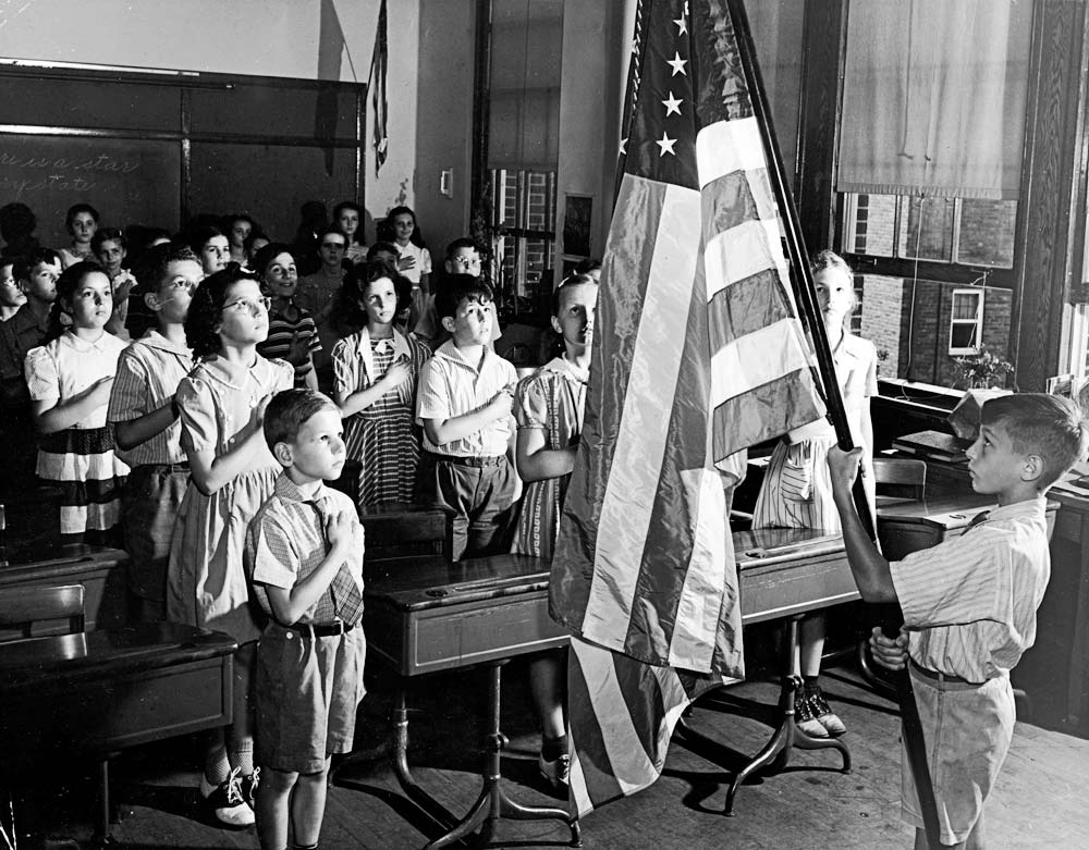 Getting to hold the flag for the pledge of allegiance, ca. 1950s ...