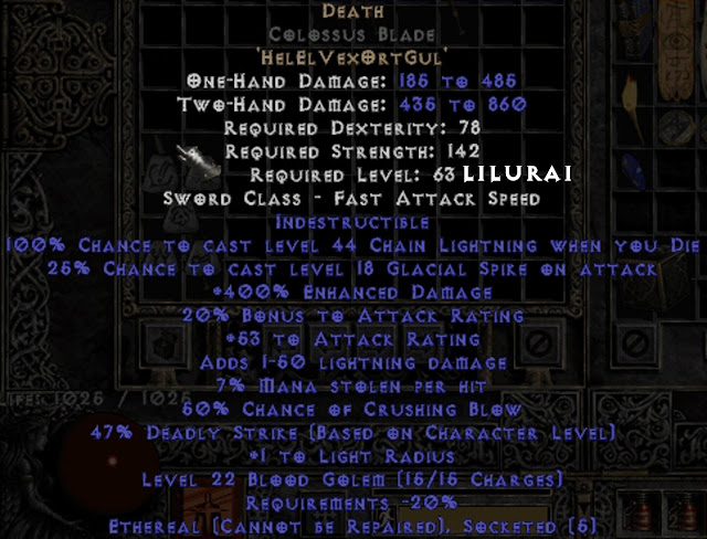 Best cRPGs: DEATH RUNEWORD, Diablo 2 Resurrected, perfect, ethereal ...