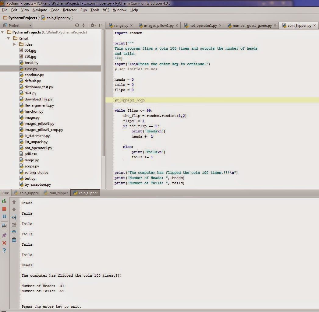 Python Programming: Coin Flipping Counter