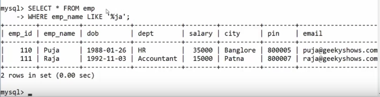LIKE Operator ~ Computer Languages