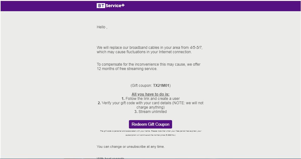 hacking misconceptions: New BT email scam