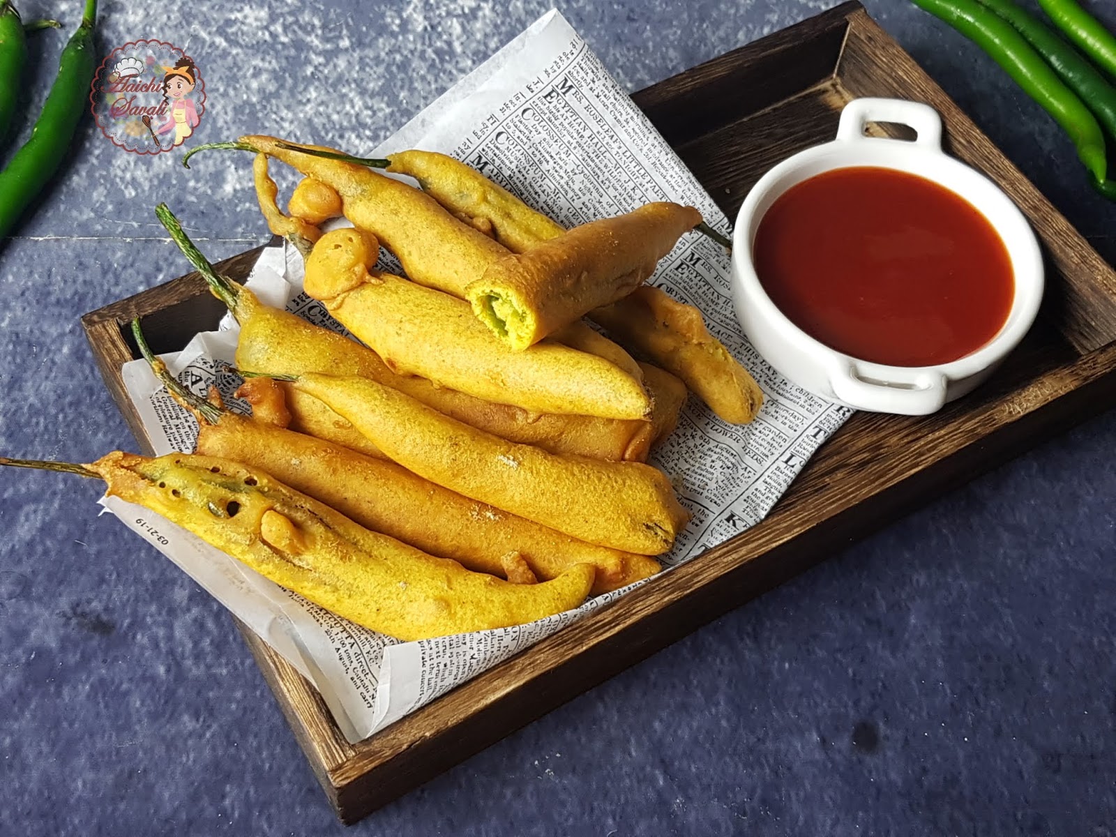 Hot and Spicy Mirchi Bhajji / Bajji / Pakora / Green Chili Fritters ...