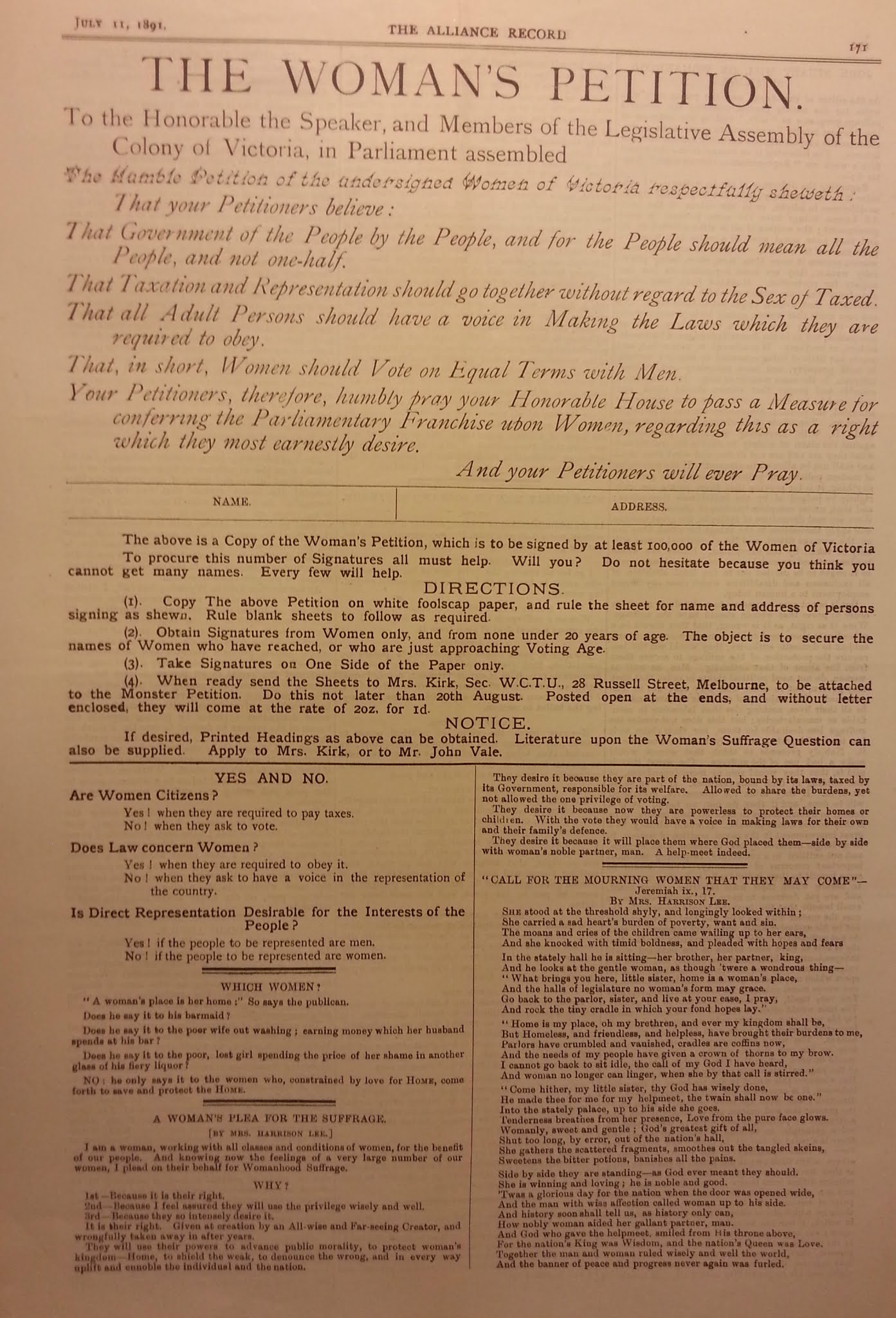 ART and ARCHITECTURE, mainly: The Monster Petition for women's suffrage ...