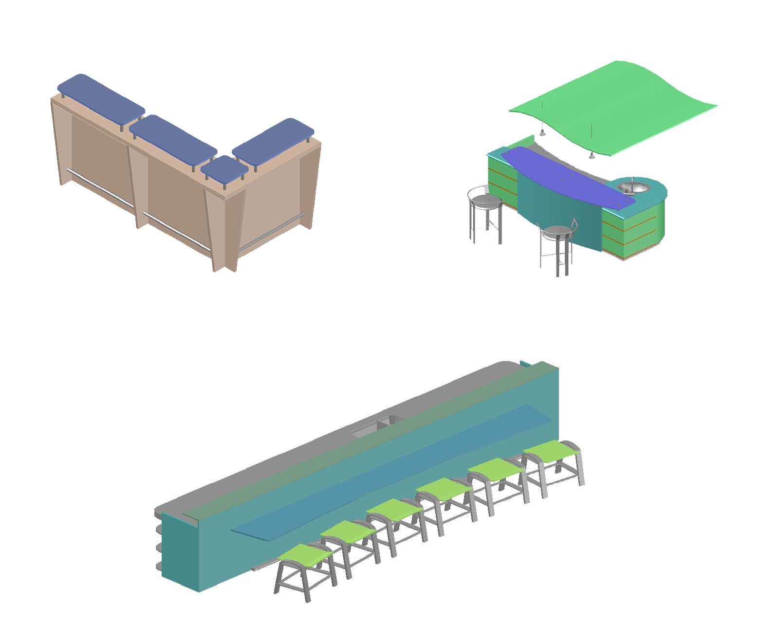 Bloc Autocad 3D pour les plans de café dwg ~ Engineering et Architecture