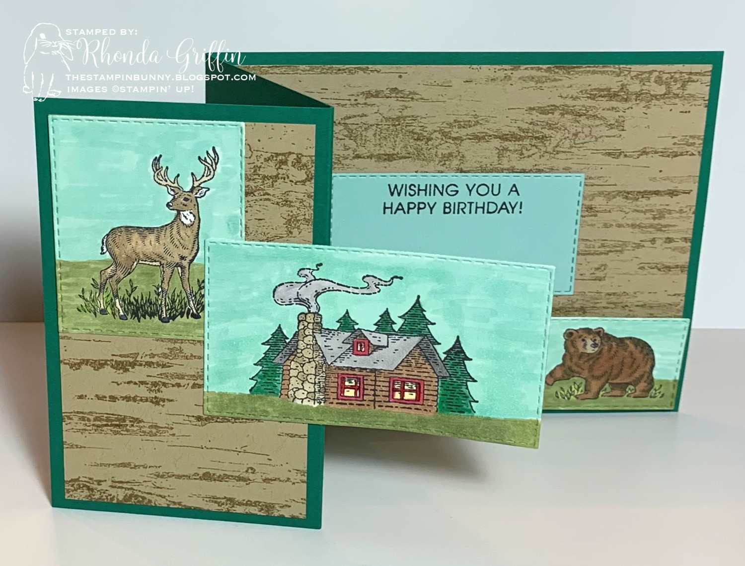 The Stampin' Bunny: Rustic Retreat Birch Birthday Masculine Fun Fold Card