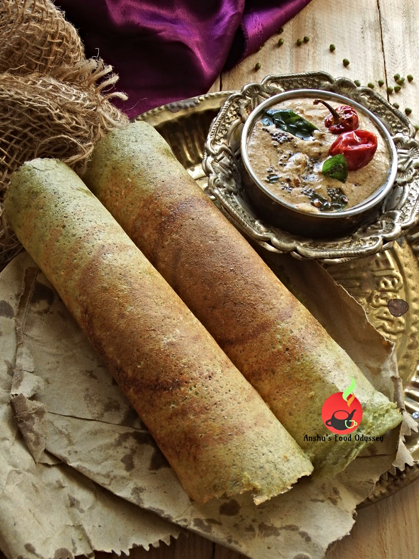 Instant Crispy Sprouted Moong Dal Dosa