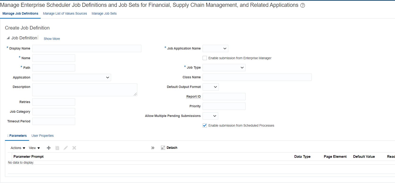 Oracle Applications How To Create An Ess Job In Oracle Fusion For A Bip Report
