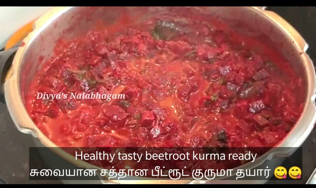 Beetroot Kurma In Pressure Cooker | Beetroot Korma - Divya's Nalabhagam