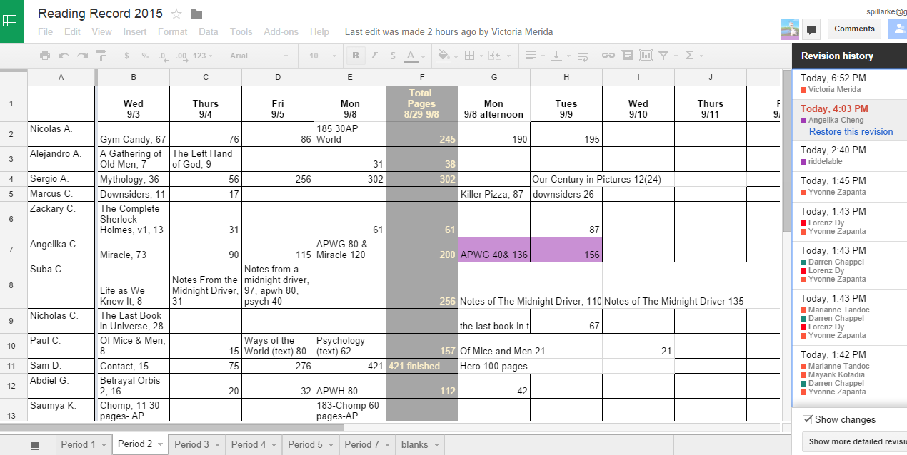 Portable Teacher: Reading Records and Revision Histories