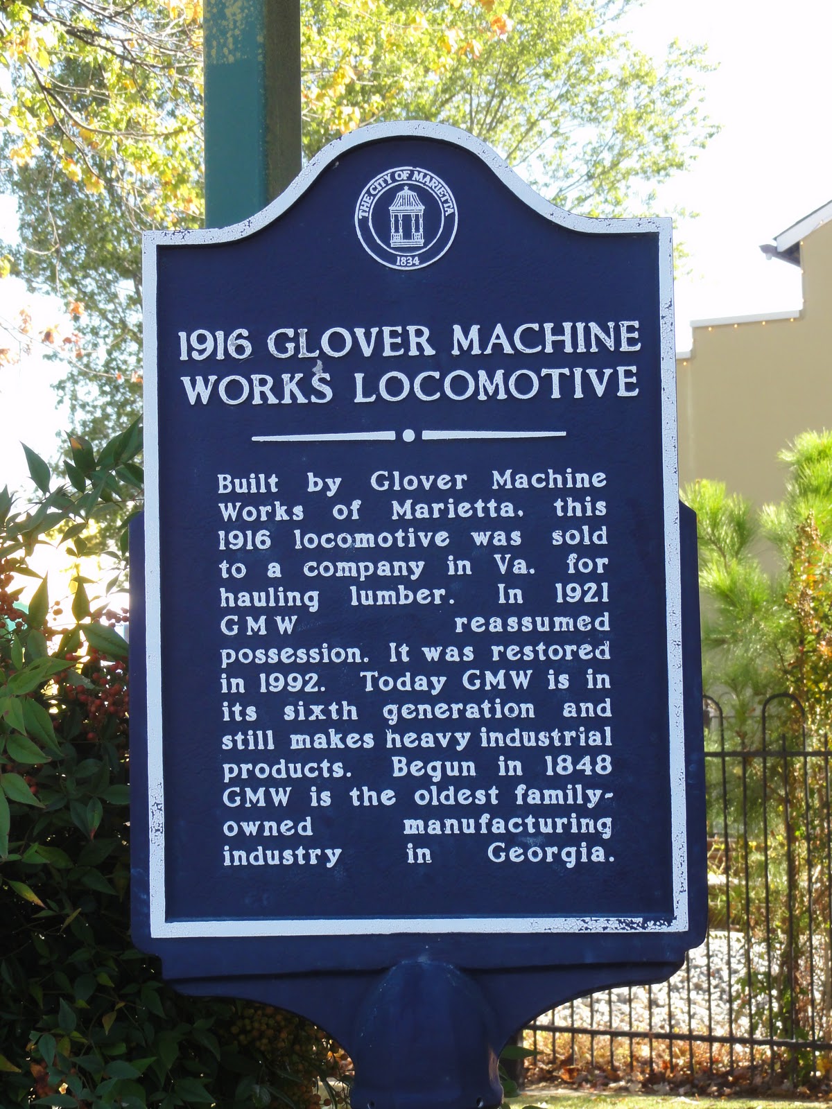 Historic Sites in Cobb County, Georgia: Glover Machine Works Locomotive