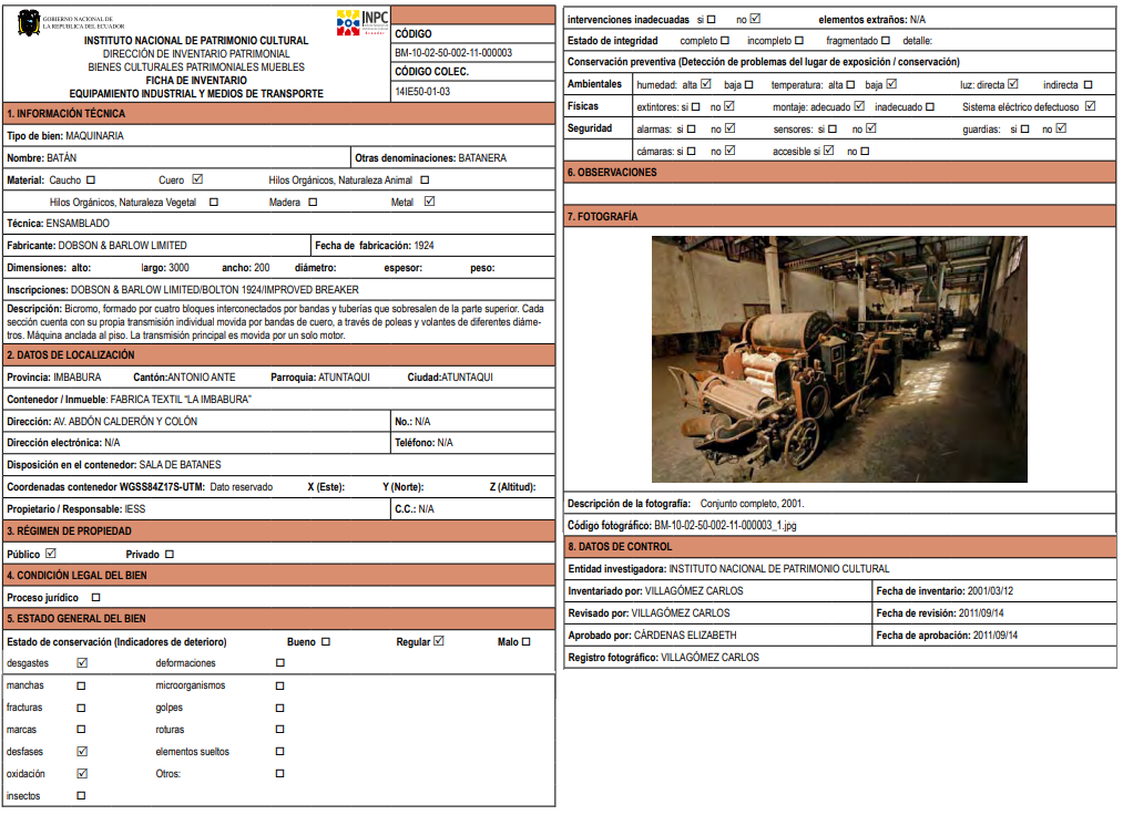Fichas: Registro e Inventario de un inmueble - Arquit