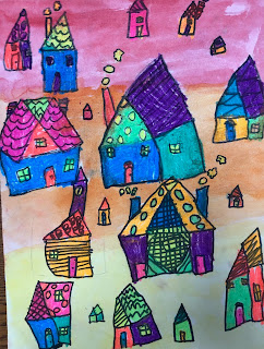 Mrs. Harris' art room: Folk art houses 1st grade art lesson
