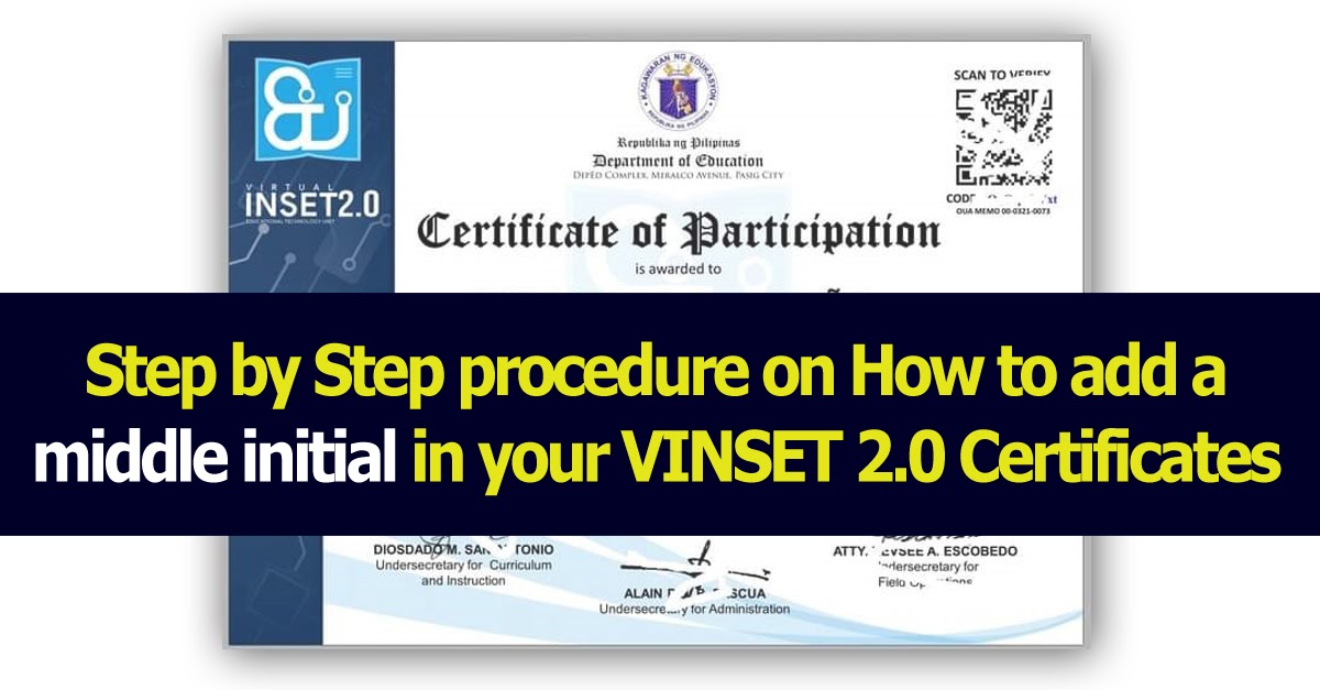 Step By Step Procedure On How To Add A Middle Initial In Your VINSET 2 Step By Step Procedure On How To Add A Middle Initial In Your VINSET 2