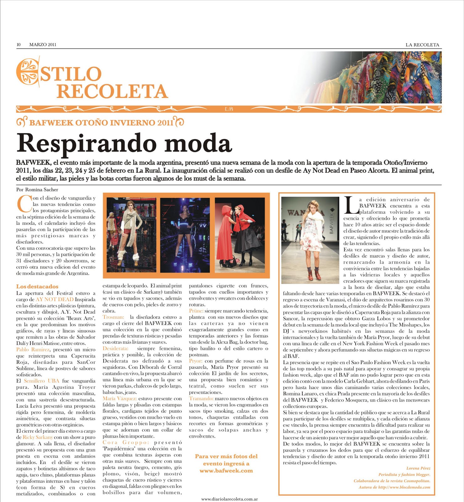 Prensa: Bloc de Moda en Estilo Recoleta "Respirando Moda" / Cultura del ...