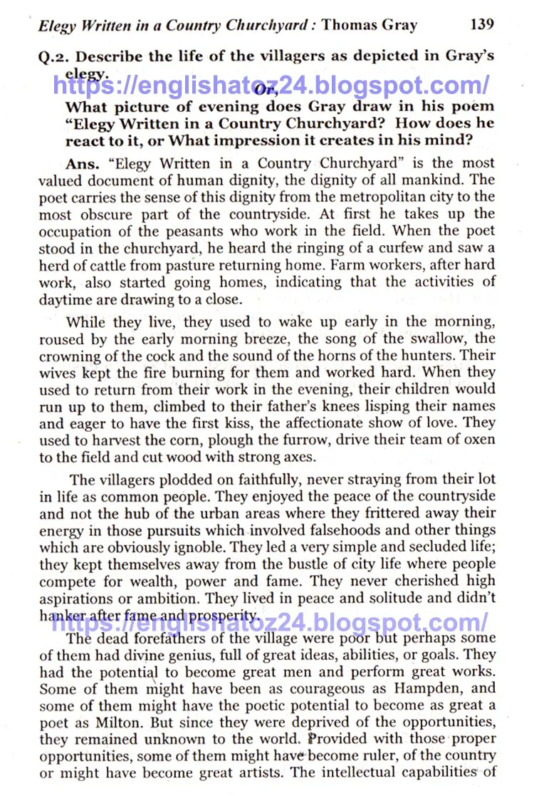 Board Questions with Answers (Elegy written in a country churchyard ...