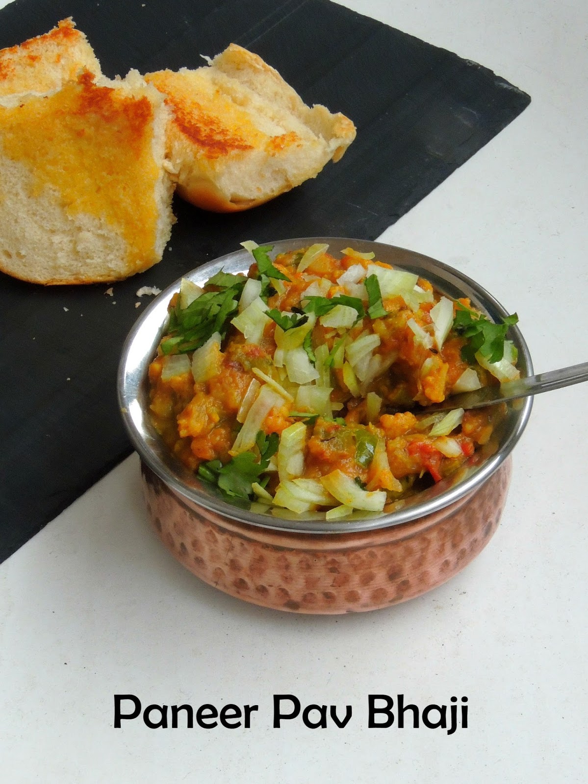 Priya's Versatile Recipes: Paneer Pav Bhaji/Pav Bhaji with Crumbled Paneer