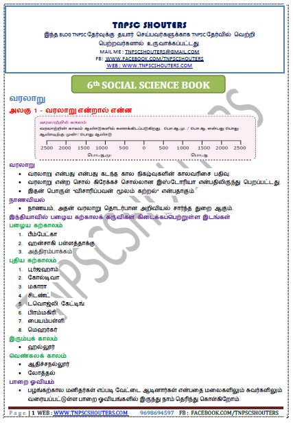 6th New Samacheer Social Science Book Notes in Tamil & English PDF ...