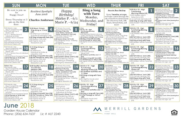 Merrill Gardens at First Hill: June Garden House Calendar