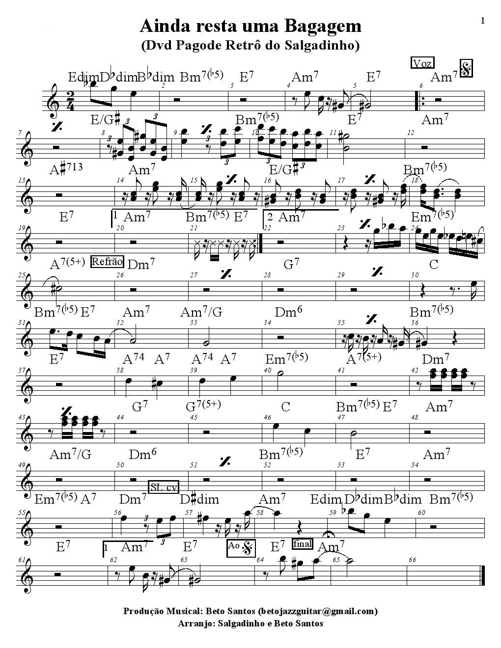 HarmoniaGeral: Salgadinho - Partitura Ainda resta uma bagagem HarmoniaGeral: Salgadinho - Partitura Ainda resta uma bagagem