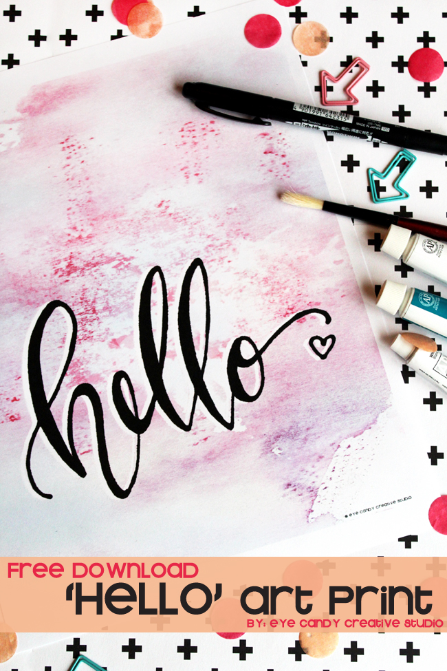 Eye Candy Creative Studio: FREEBIE - HELLO Watercolor Art Print