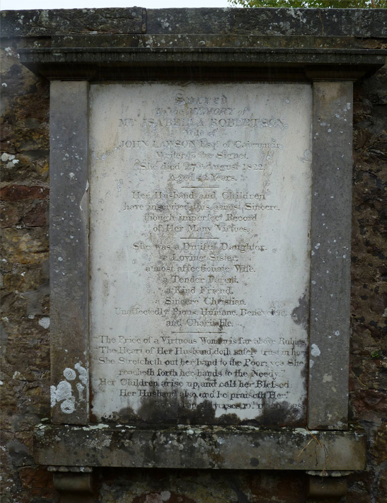 West Linton Graveyard: The Lawson Burial Monument 2 West Linton Graveyard: The Lawson Burial Monument 2