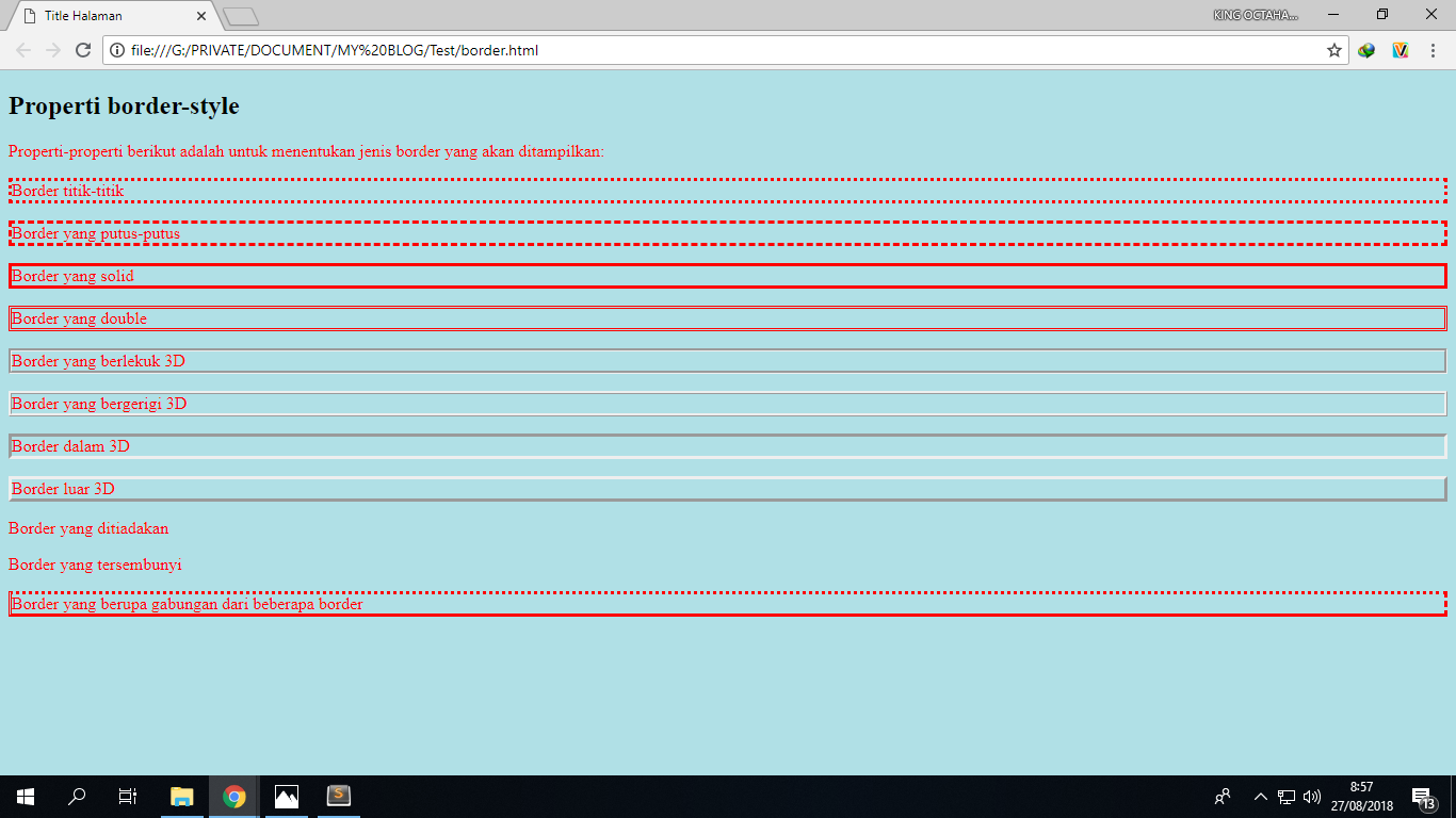 Belajar CSS Part 6 - Membuat Border (Garis Tepi) - king-octahasan